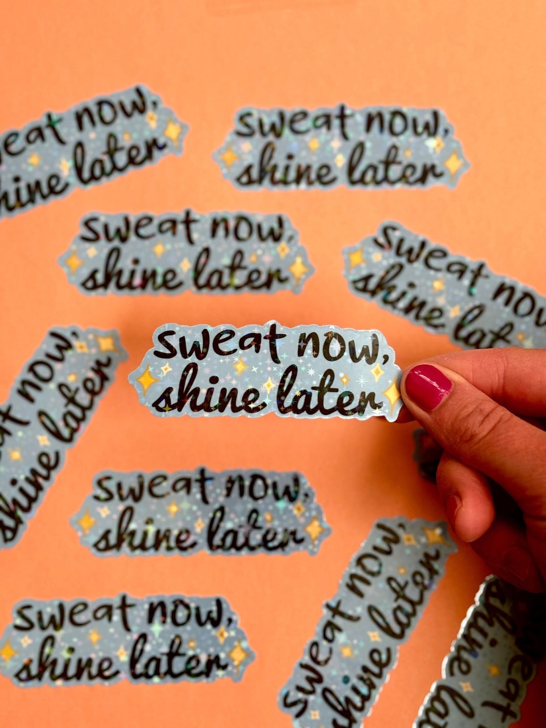 Sweat Now Shine Later Sticker Gym Girl Stickers Holographic Fitness ...