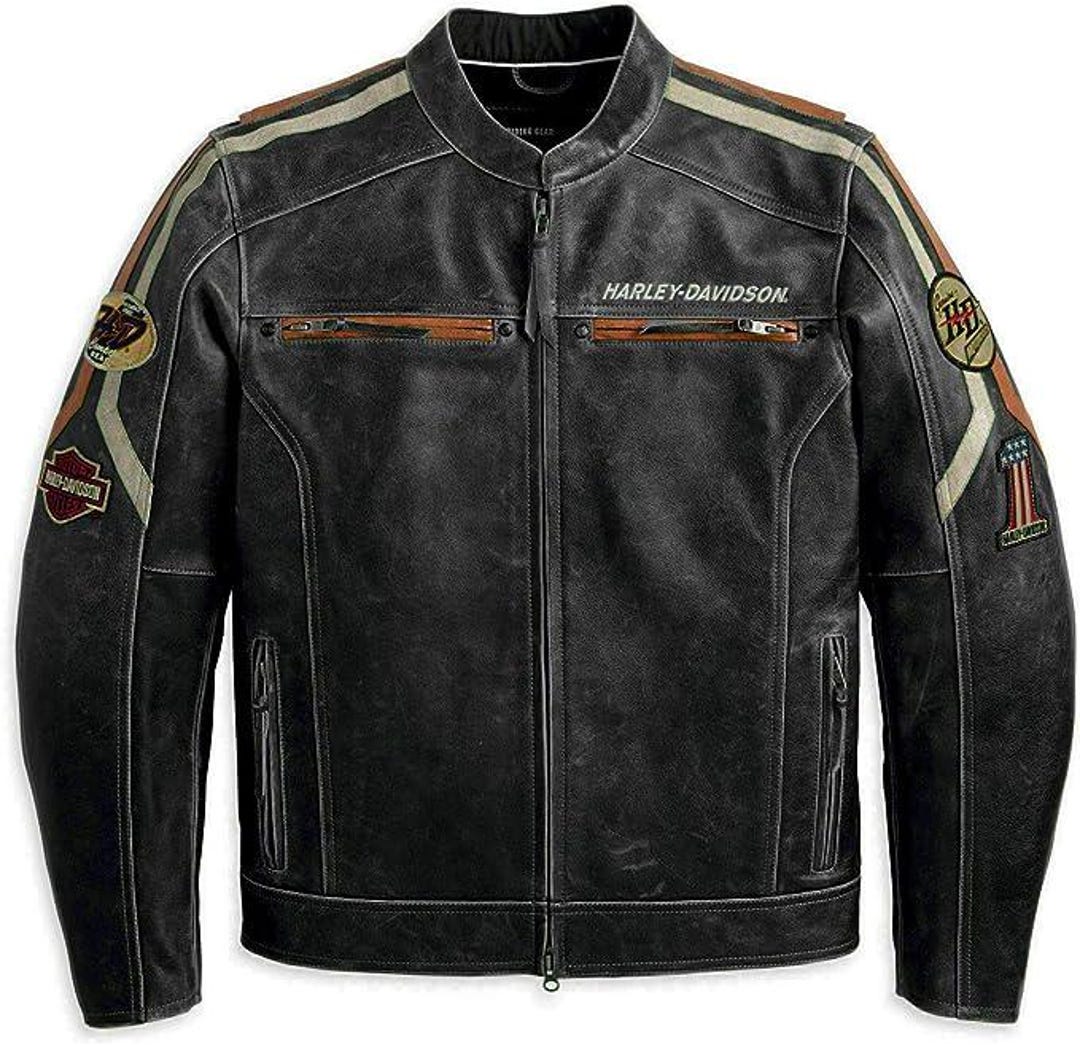 Men's Harley Davidson Motorcycle Leather Biker Jacket - Etsy