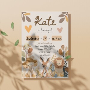 Editable Animals Birthday Invitation, Digital INSTANT DOWNLOAD, Fall ...