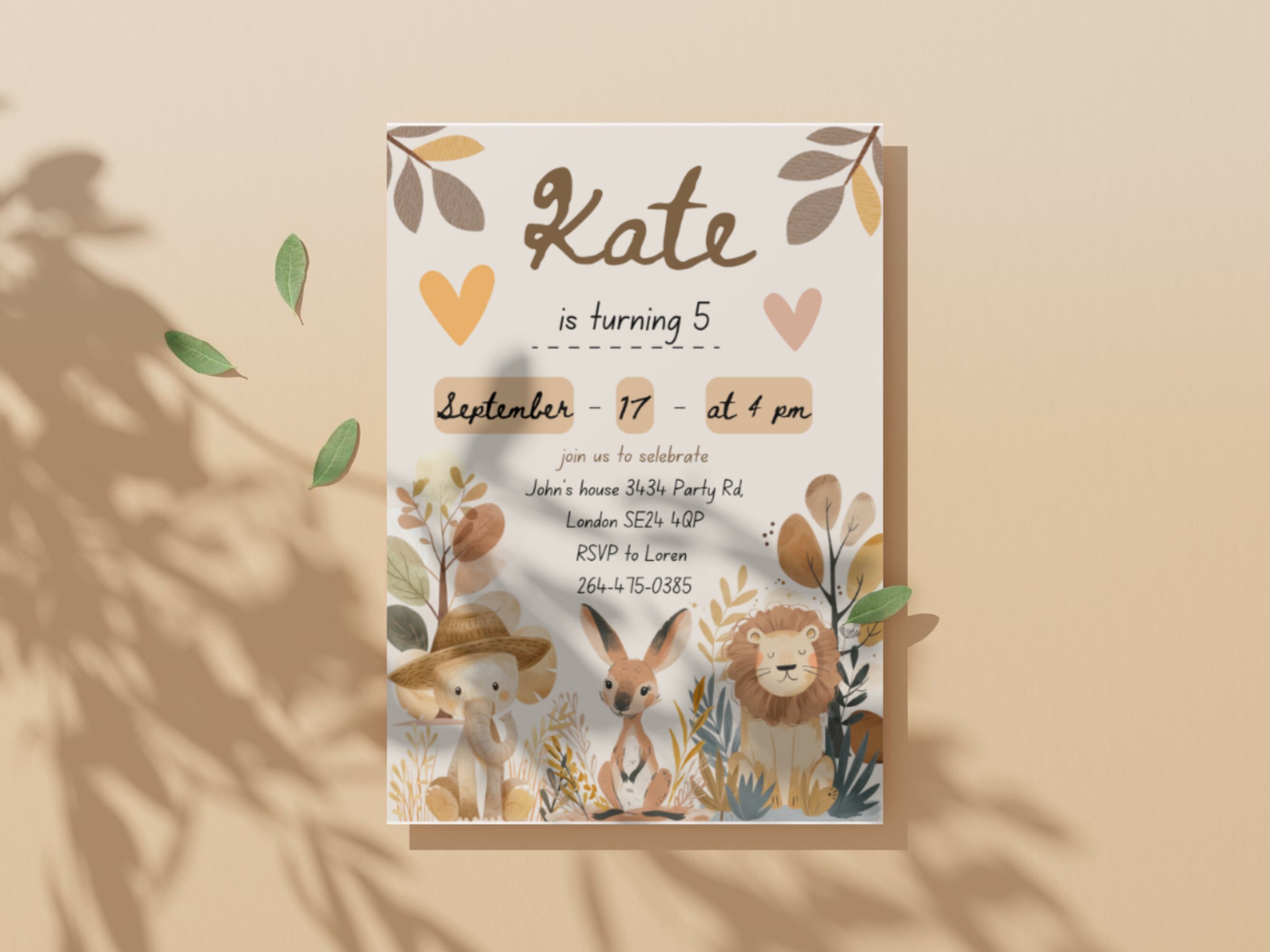 Editable Animals Birthday Invitation, Digital INSTANT DOWNLOAD, Fall ...