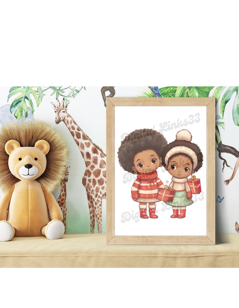 African American Kids Christmas PNG Holiday Fashion Clipart Black Kids ...