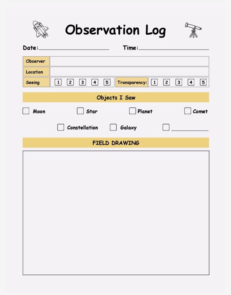 Astronomy Logbook for Kids ~fun Printable Journal ~digital Download ...