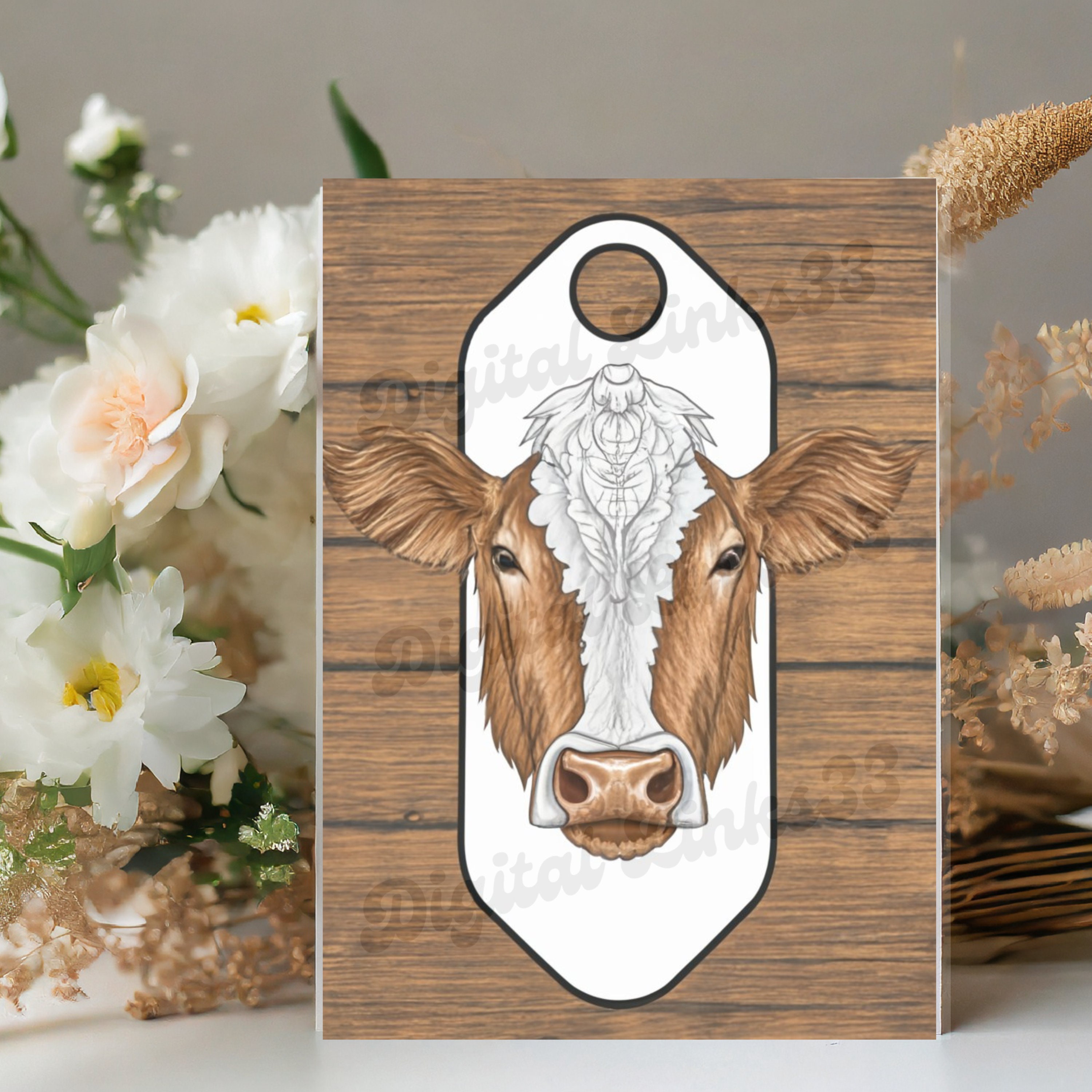 Cow Tag PNG brown and White Cow Pnganimal Tag Illustrationfarmhouse ...