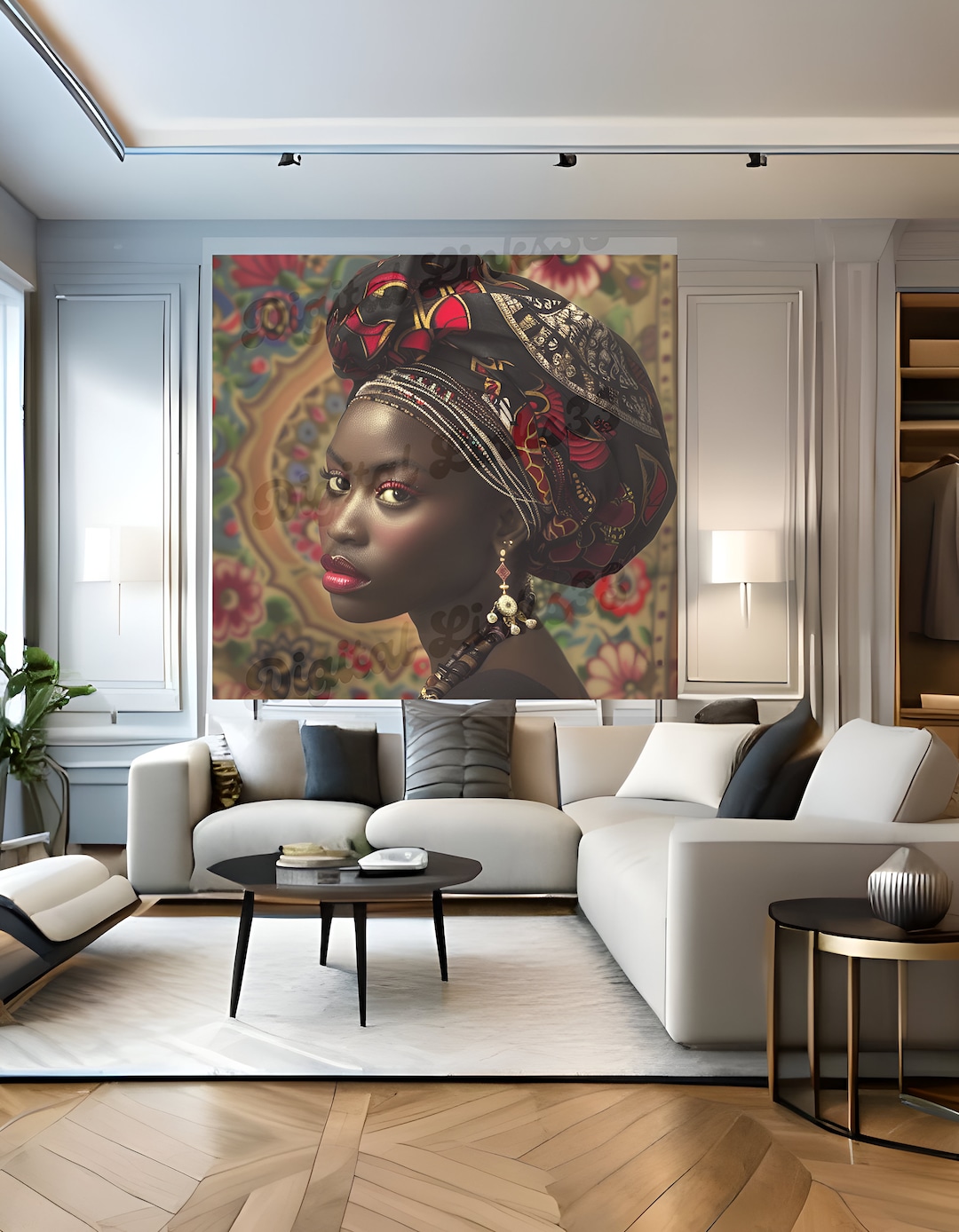 Beautiful African Woman Wall Art PNG ~ Black Girl Wall Art ~ African ...