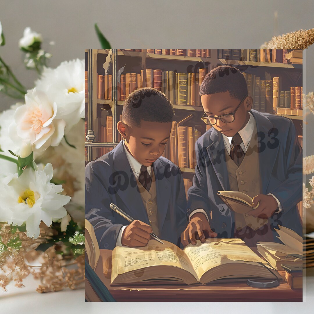 African American Boys PNG ~scholarly Duo~knowledge Seekers Clipart ...