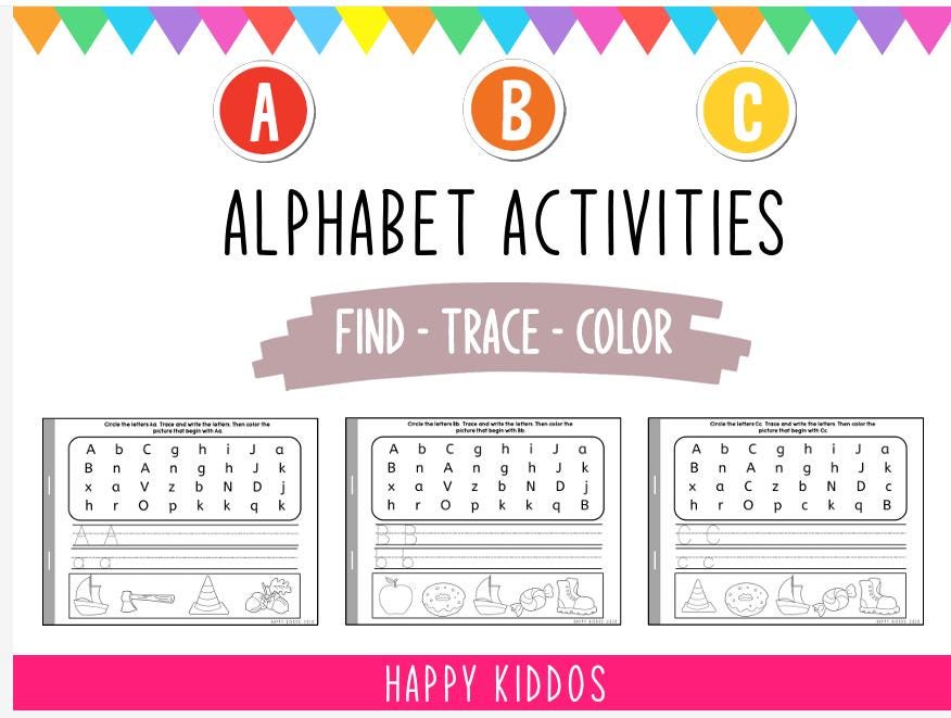 Alphabet Activity Book for Kids - Fun Find~trace and Color PDF - 26 ...