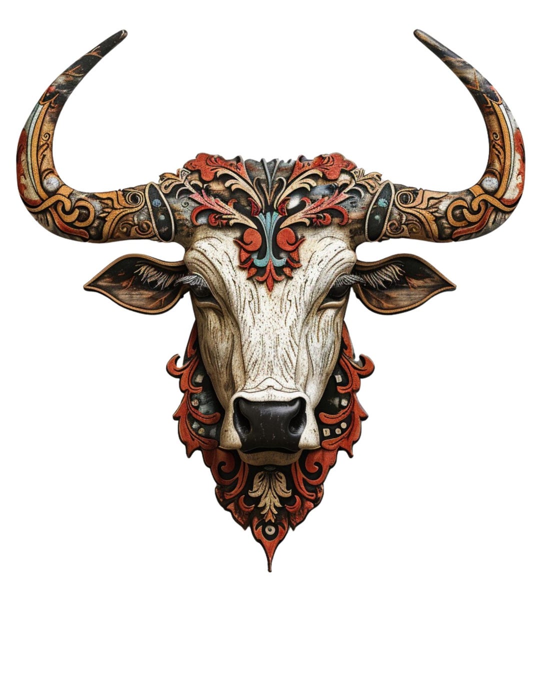 Transparent Bull Head Illustrations - Rustic Art Wall Decor~ Journals ...