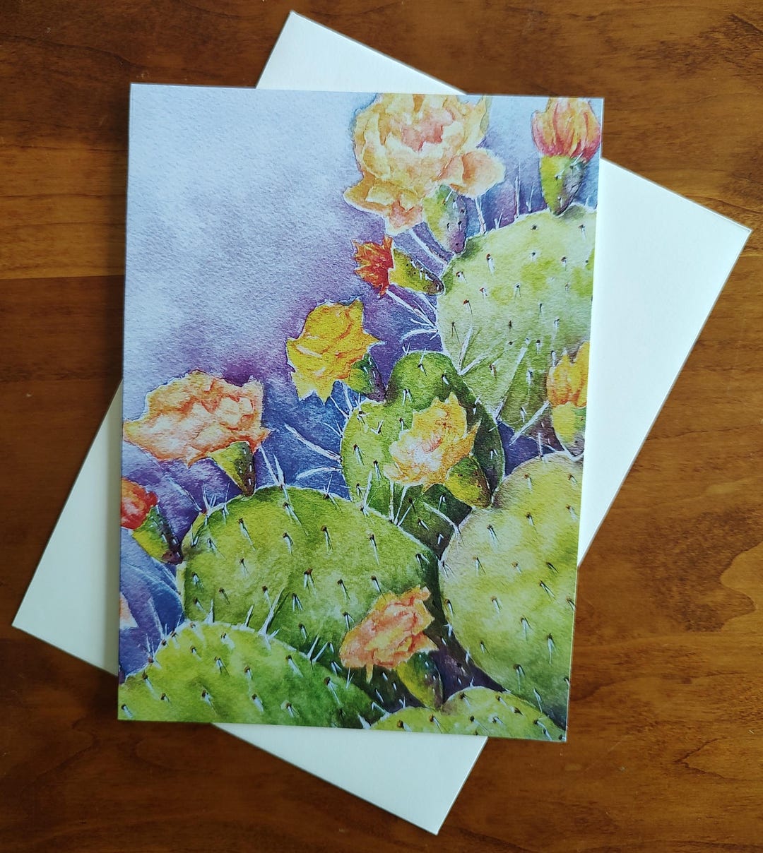 Cactus Flowers Greeting Card-watercolor-all Occasion Notecard-southwest ...