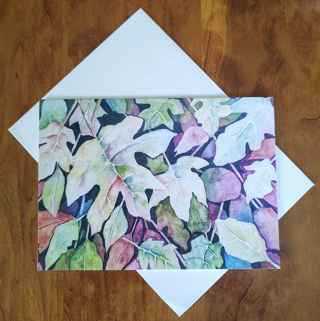 Fall Leaves Greeting Card-watercolor Autumn-notecard-thanksgiving-all ...