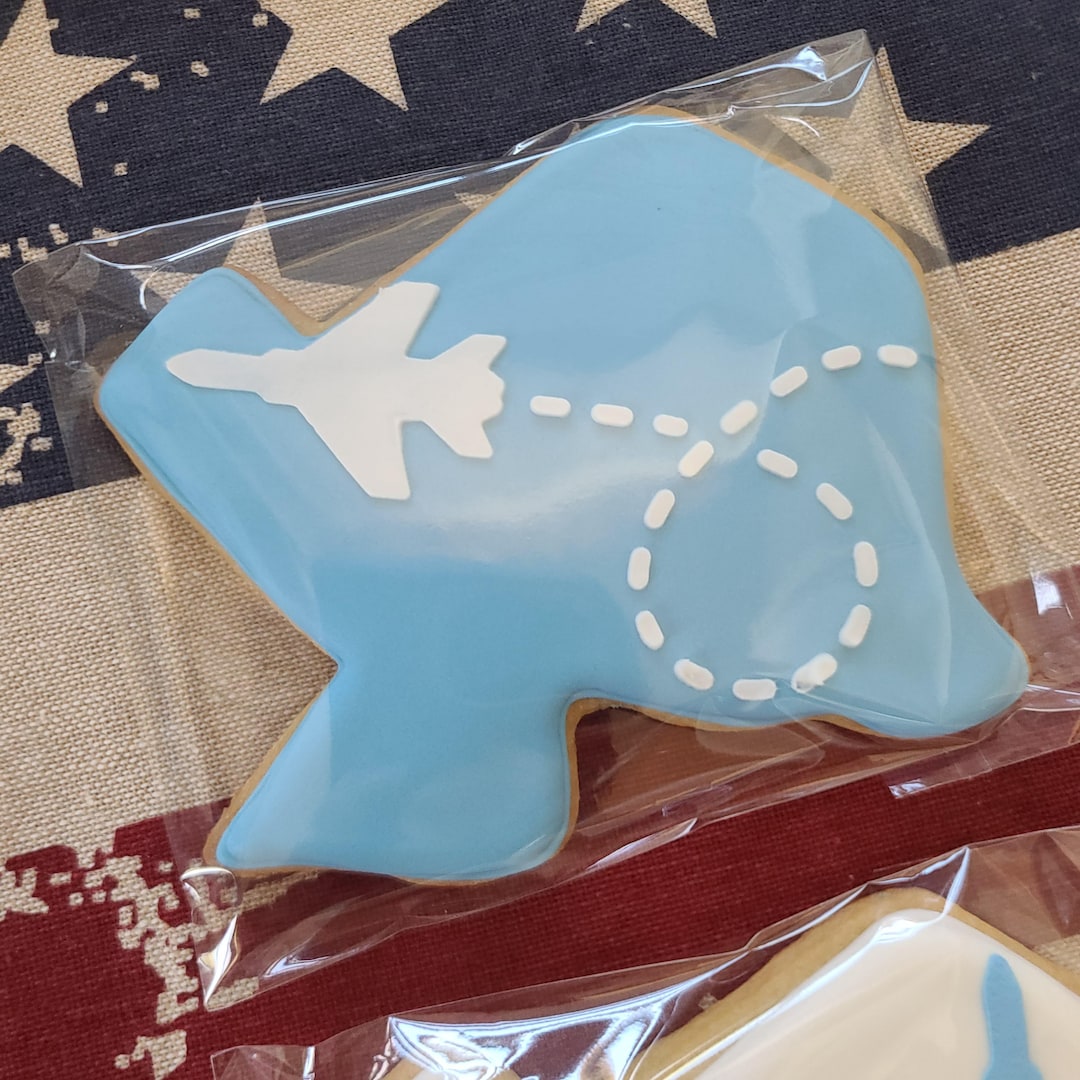 Texas Shaped Airplane Cookies, Blue White Baby Shower Boy Favors - Etsy