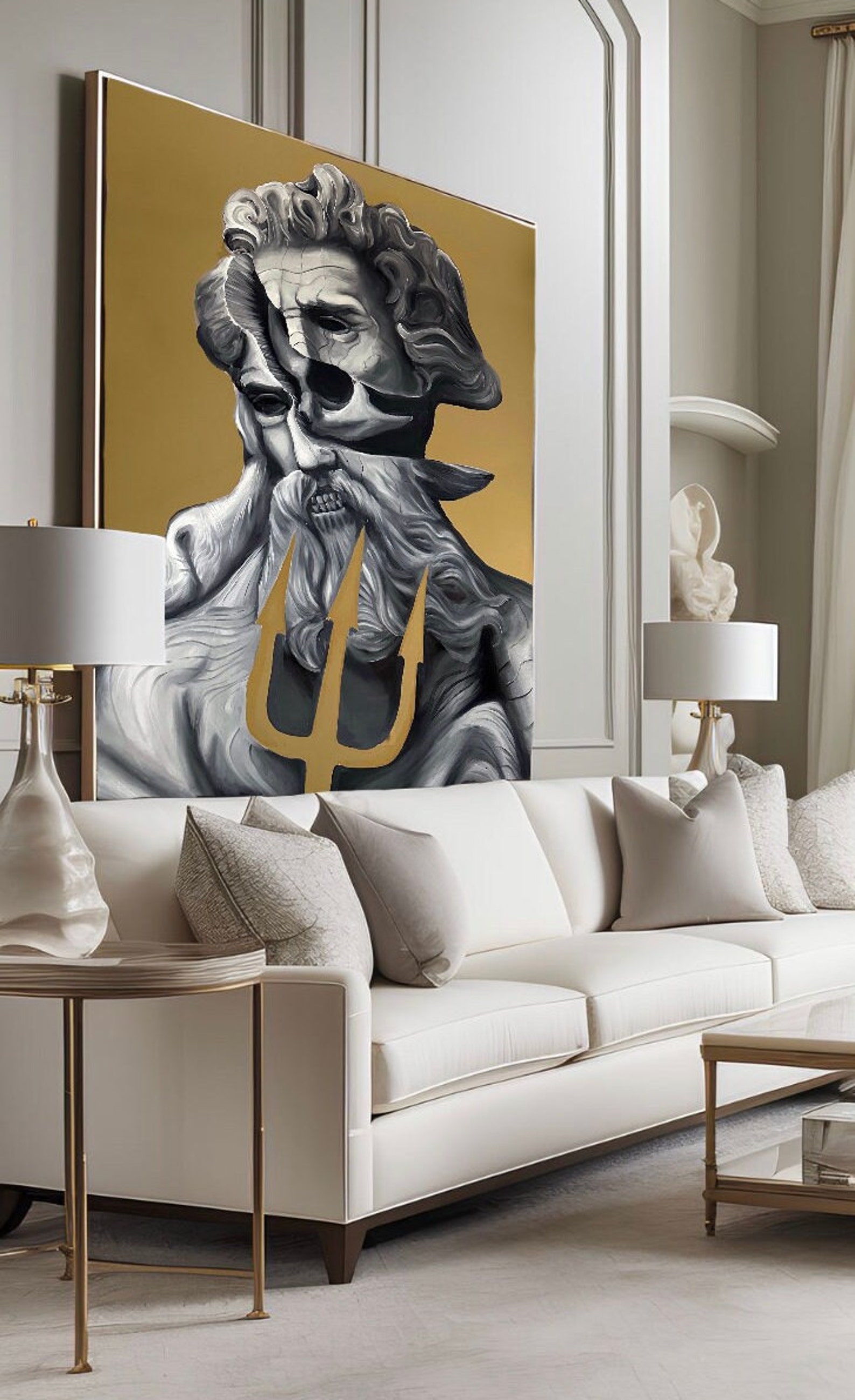 Luxury Gold Apartment Decor - God of Olympus Oil Painting on Metal ...