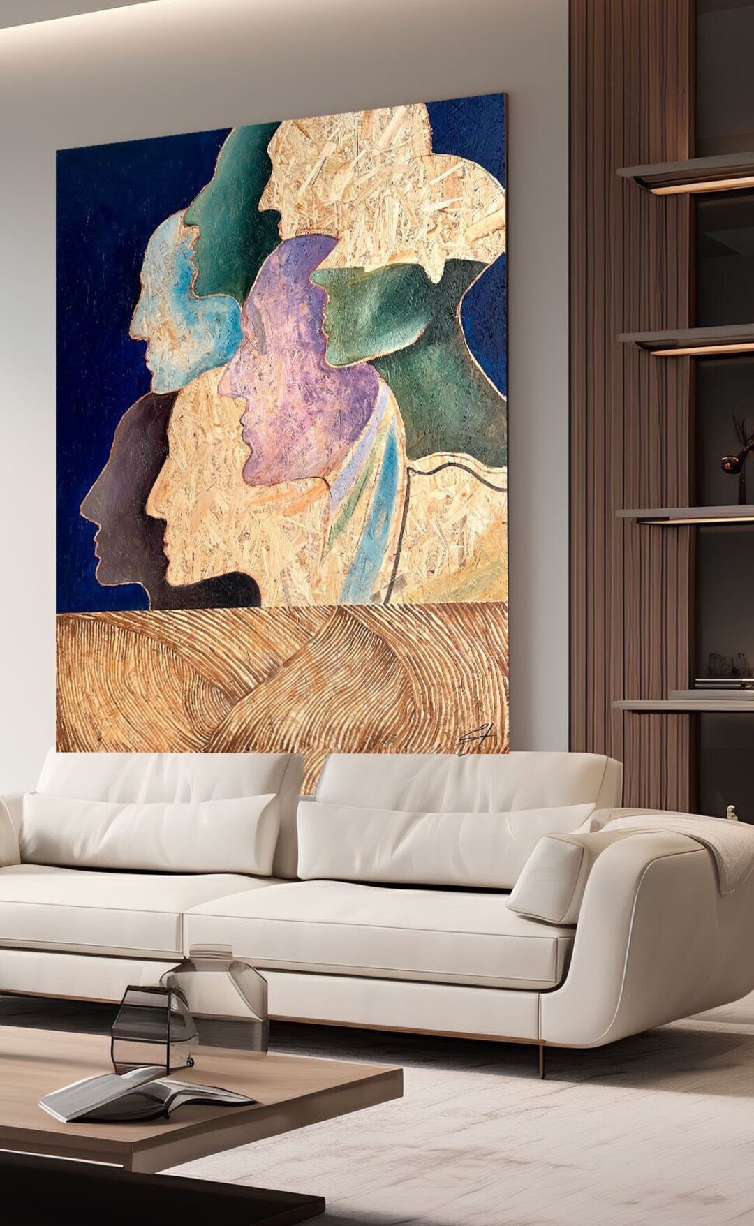 Masculine Abstract Art - Abstract Men Faceless Portrait on Wood Canvas ...