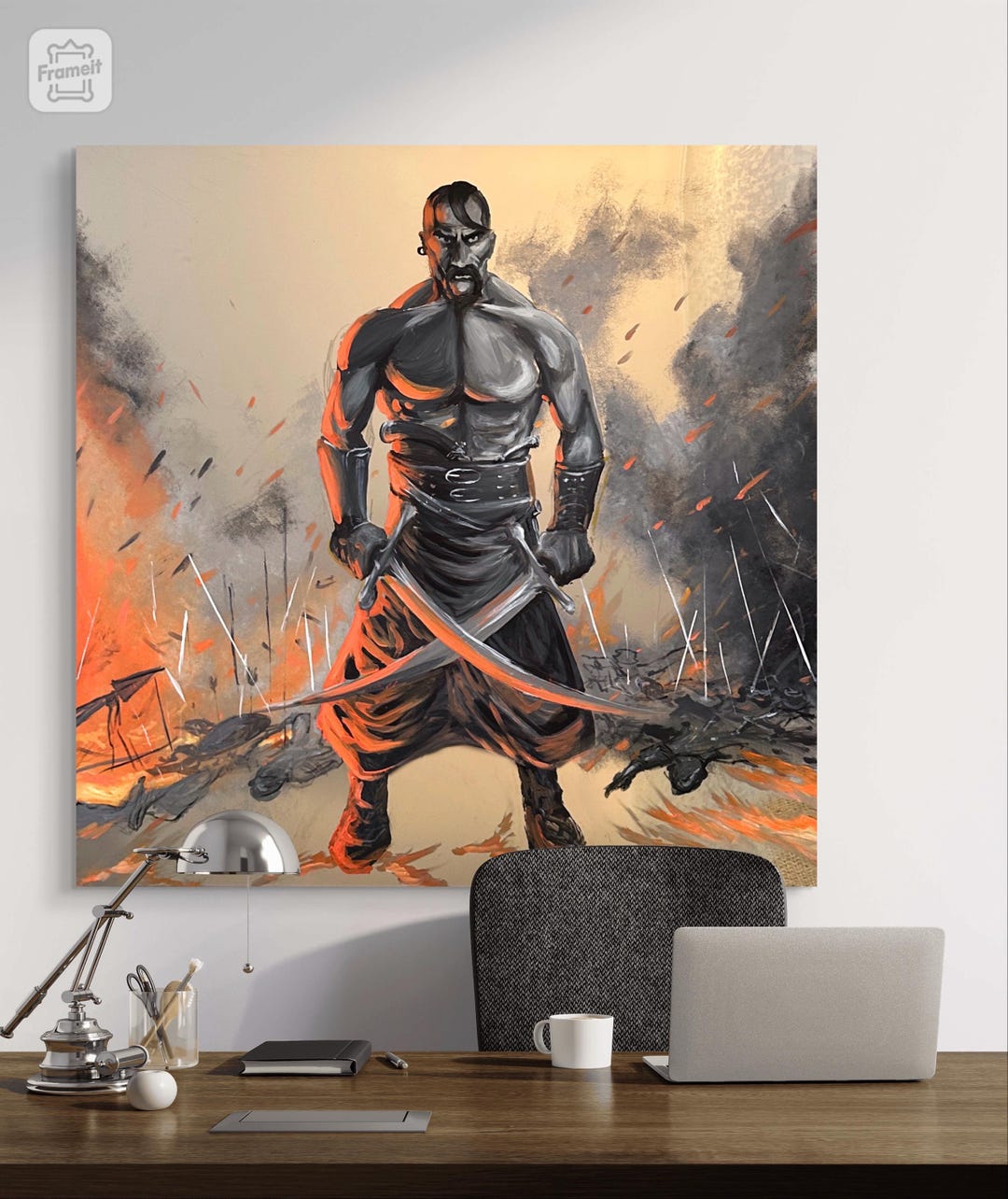 Painting of a Ukrainian Cossack - Cossack Painting on Silver Metal ...
