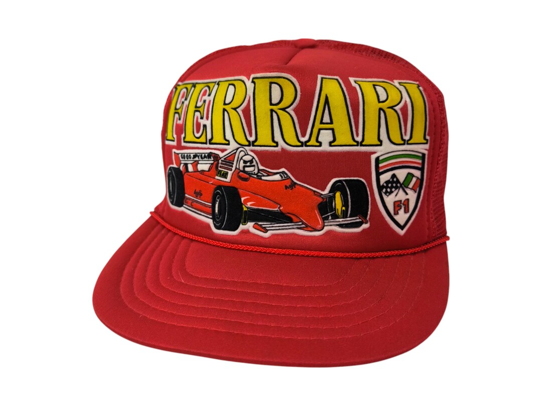 Vintage Custom Ferrari F1 Team Formula One Racing Mesh Trucker Snapback ...