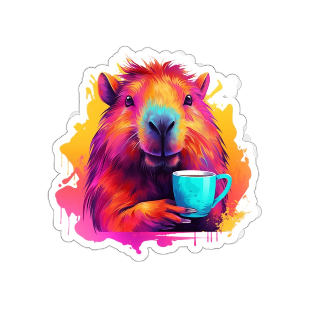 Cute Capybara Sticker, Sipping Tea, 90s Sticker, Aesthetic Sticker ...