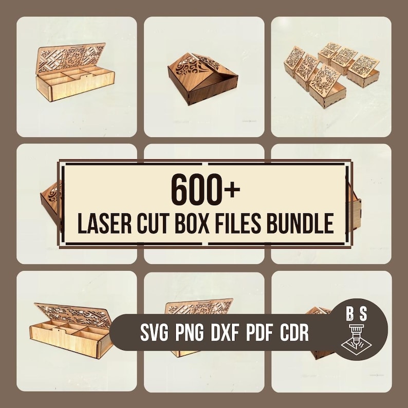 Laser Cut Files Box Bundle, 600 Designs, Svg, Png, Dxf, Pdf, Cdr - Etsy