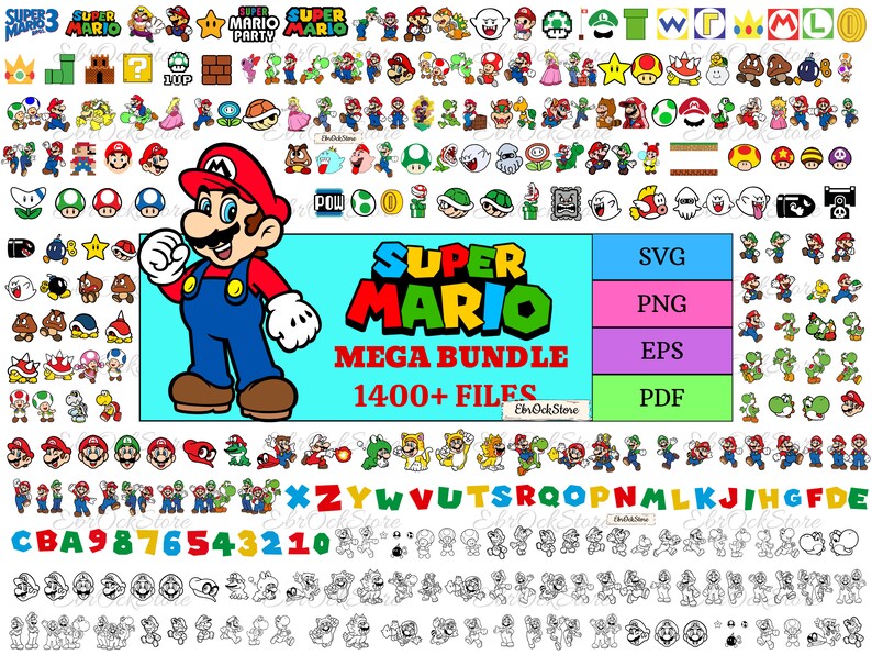 Super Mario SVG Bundle for Cricut and Sublimation, Mario Family Layered ...