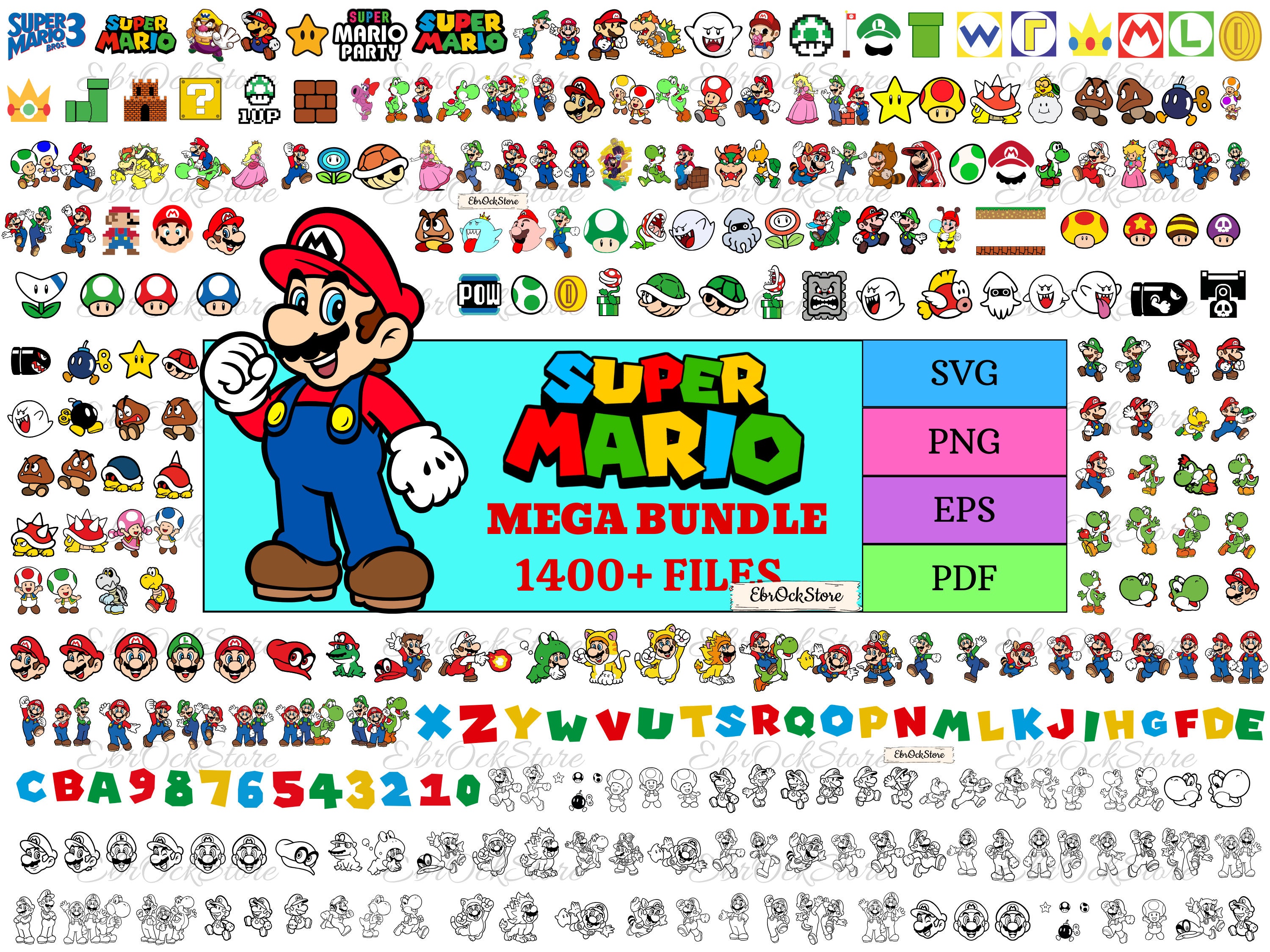 Paquete Super Mario SVG para Cricut y Sublimación, Archivos svg en ...