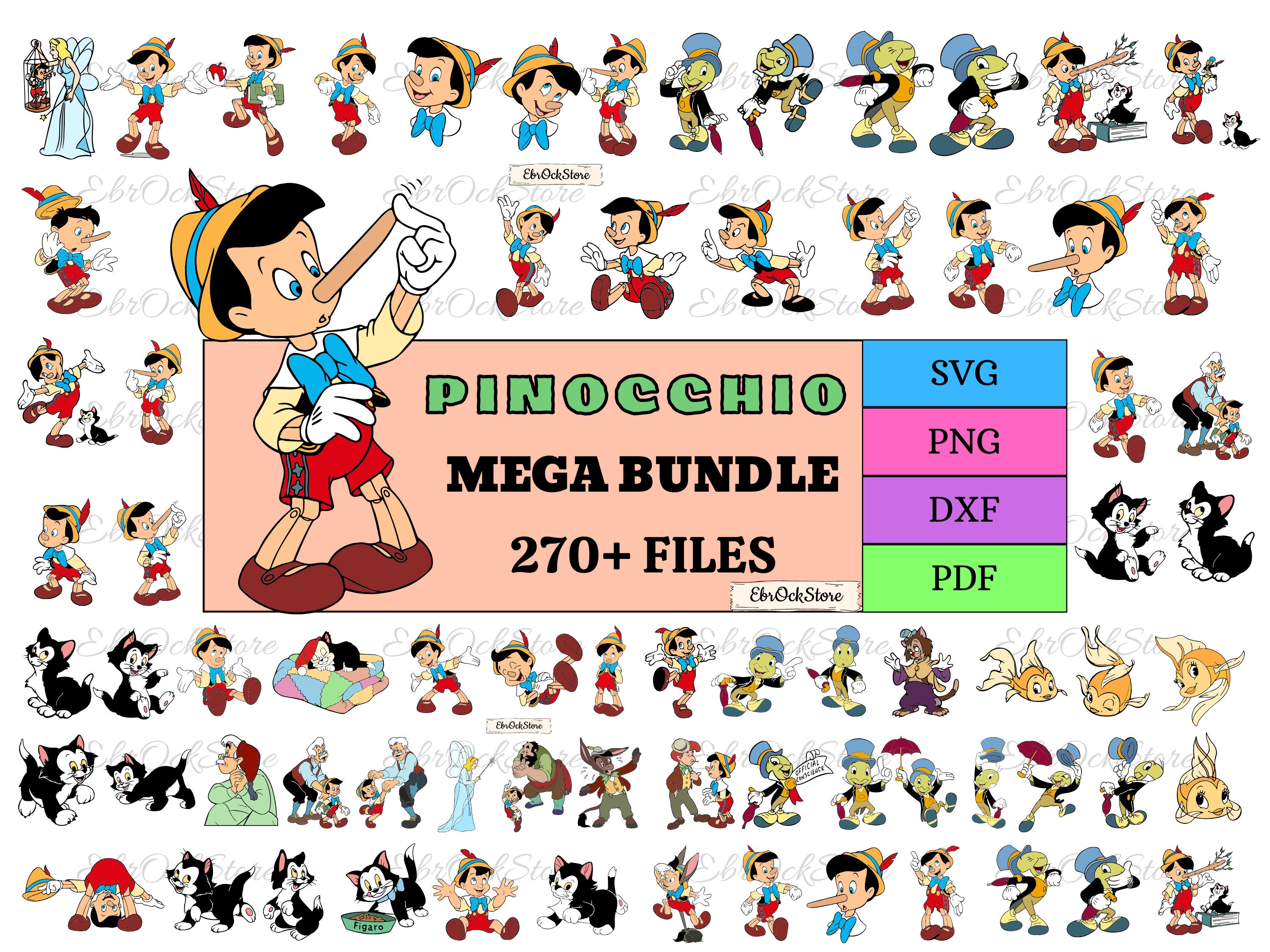Pinocchio Clipart Bundle, Pinocchio Svg Cut Files for Cricut, Pinocchio ...