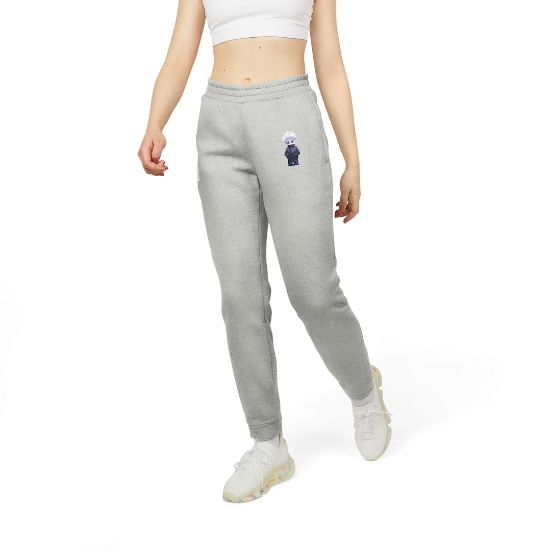 Chibi Satoru Gojo Adidas Joggers, Custom Personalizable Fleece Pants ...