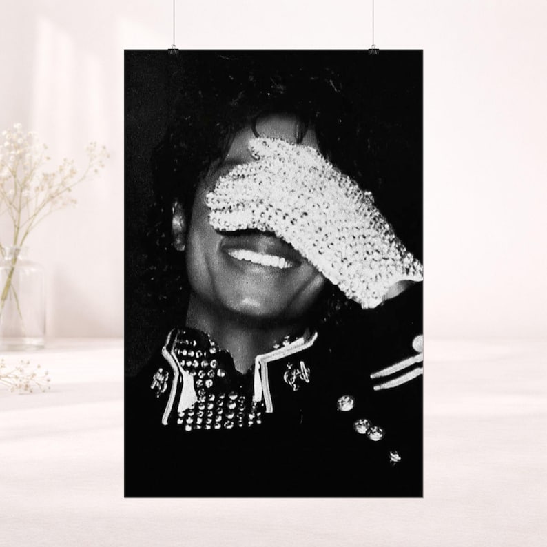 Michael Jackson Smiling Poster Aesthetic Black and White Wall Art King ...