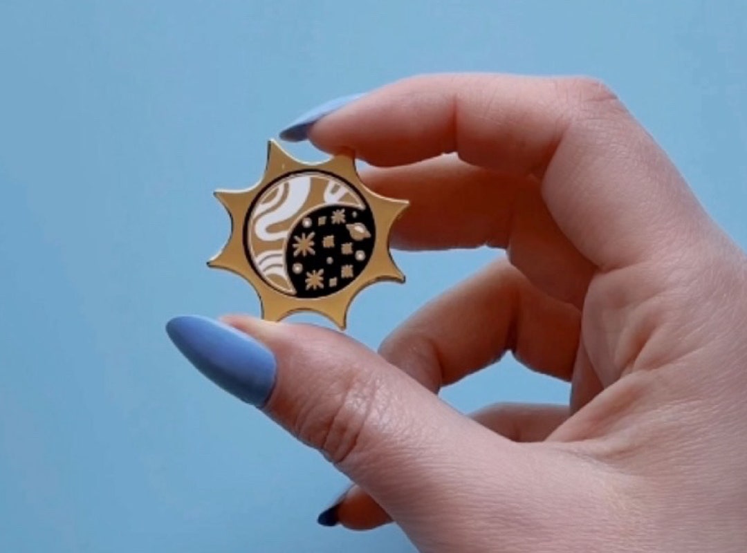 Sun & Moon Hard Enamel Pin - Punk Pin, Celestial Gold Pin, Eclipse Pin ...