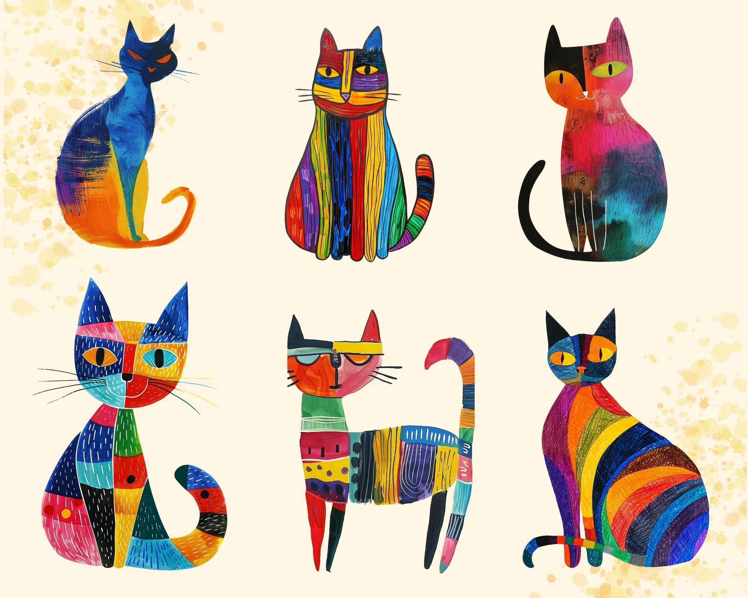 Collage Cats PNG Clipart Bundle,42 High Quality 300DPI Images ...
