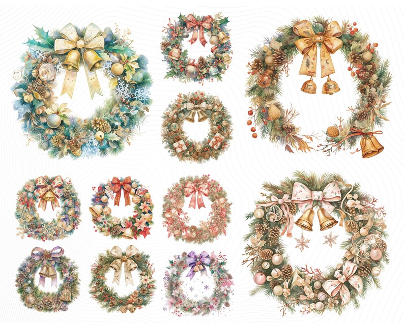 Christmas Winter Border Frame Wreath Clipart Bundle of 113 PNG Files ...