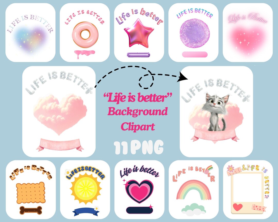 Life is Better Alphabet Clipart: PNG Backgrounds (digital Download) - Etsy