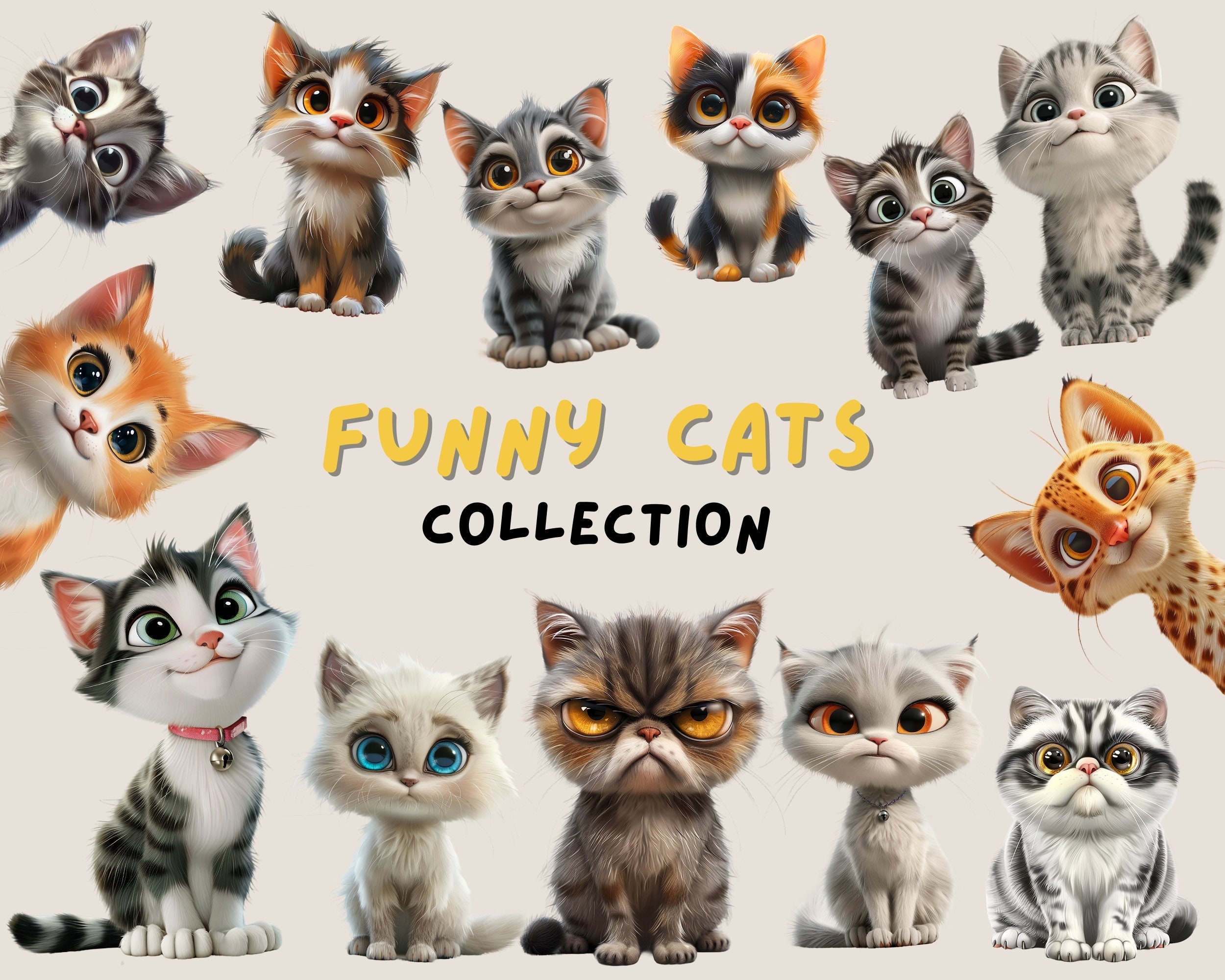226 Cats Clipart Bundle,,cat Breeds PNG File,funny,crazy,sweet,cute ...