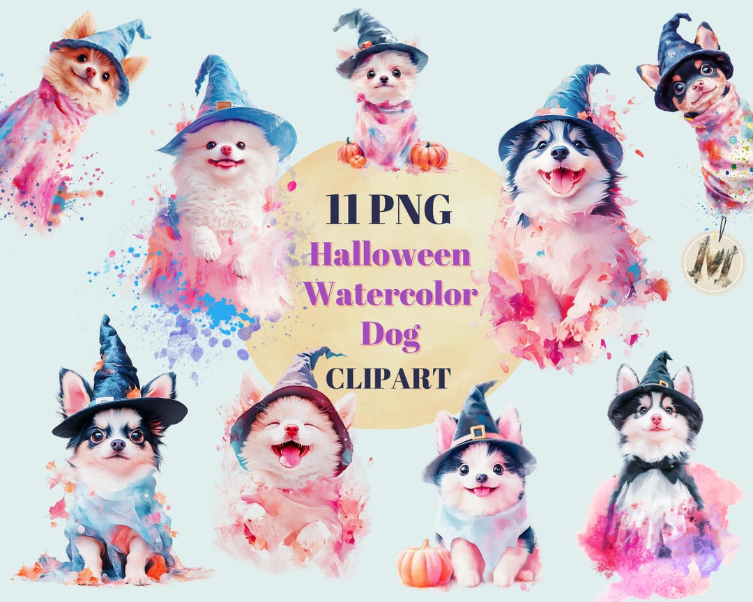 Halloween Watercolor Dogs Clipart: 11 PNG Files (digital Download) - Etsy