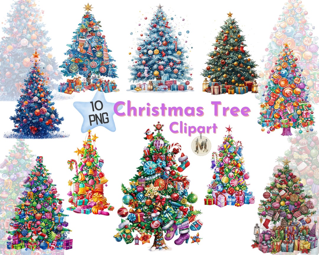 Christmas Tree Clipart Bundle,trees PNG,10 High Quality Illustration ...