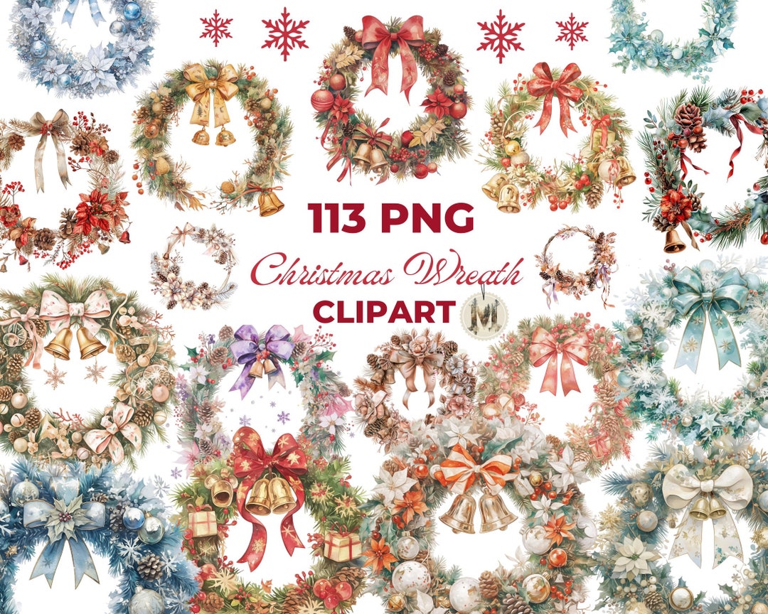 Christmas Winter Border Frame Wreath Clipart Bundle of 113 PNG Files ...