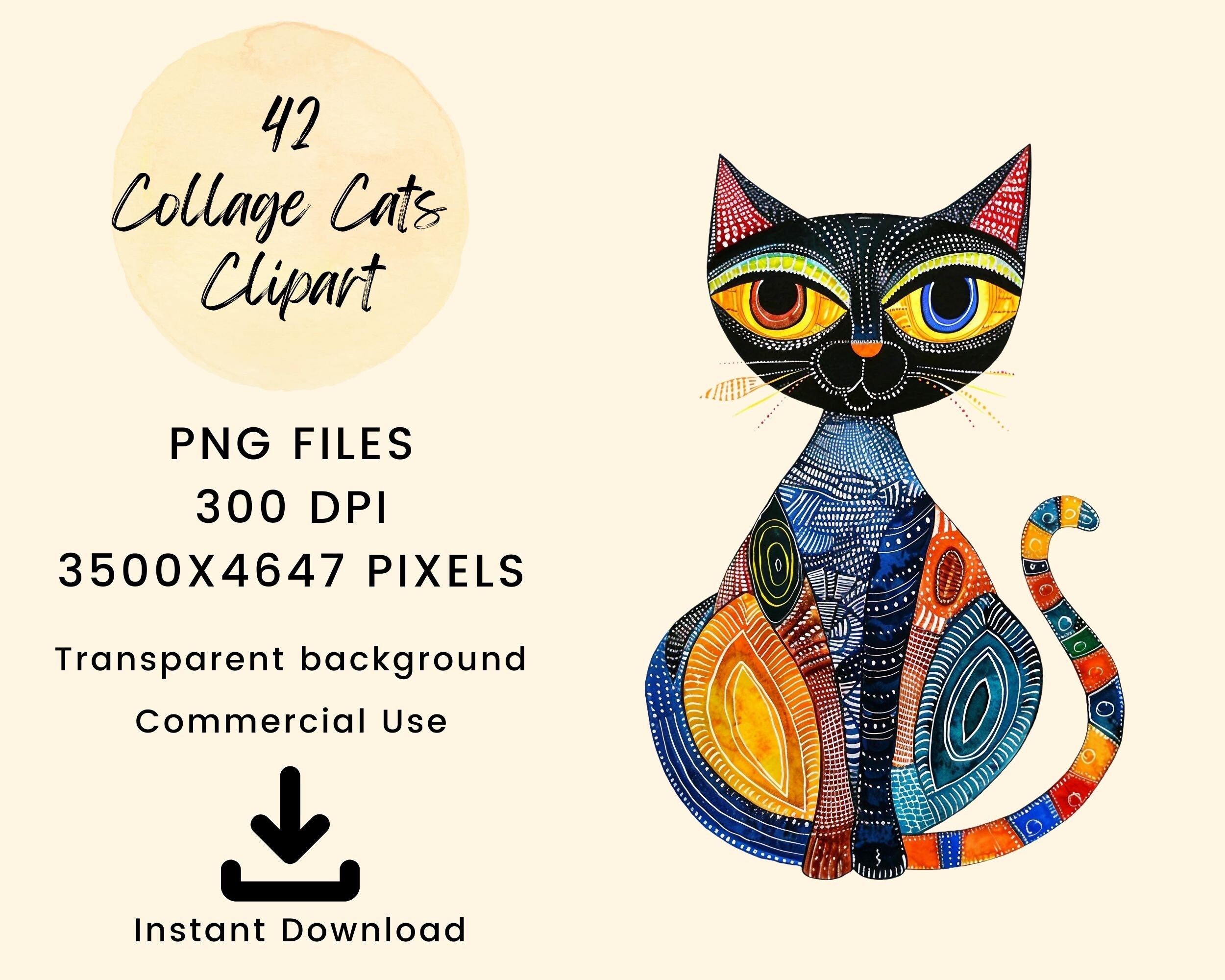 Collage Cats PNG Clipart Bundle,42 High Quality 300DPI Images ...