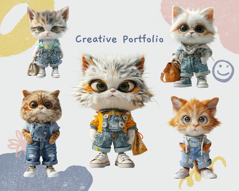 Cats Clipart Bundle, 126 Cats Png,cat in Clothes,cute Cats,sublimation ...