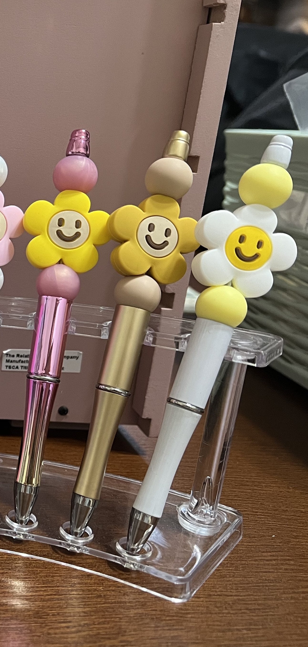 Cute Beaded Pens , Fun Boho Pen , Teach Pen, Happy Face and Daisy Pen ...