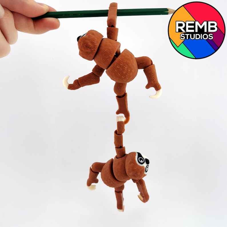 Flexi Sloth STL File: 3D Printing Model (print in Place) - Etsy