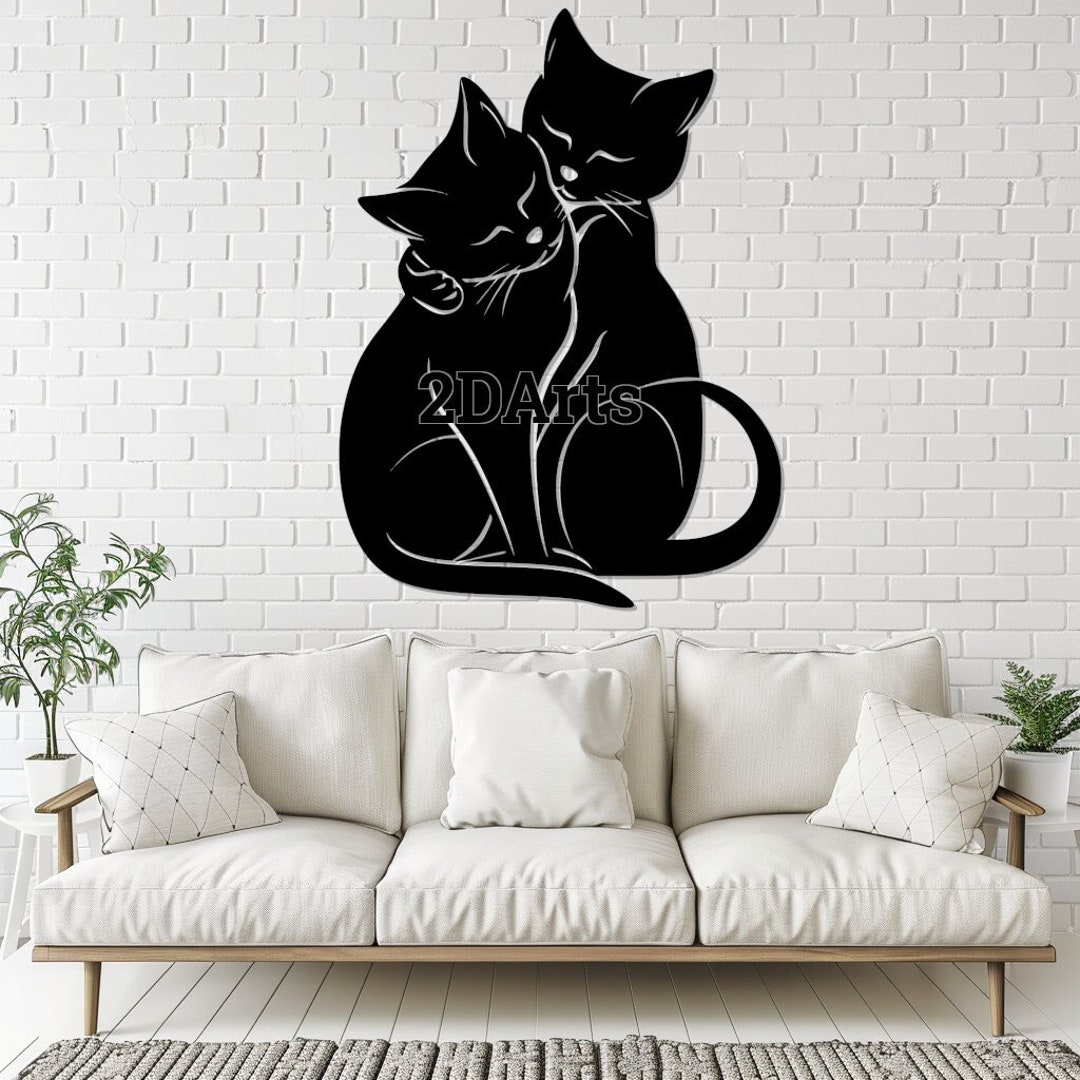 Cuddling Cats SVG & STL Files for 3D Printing, Laser Cutting, Stickers ...