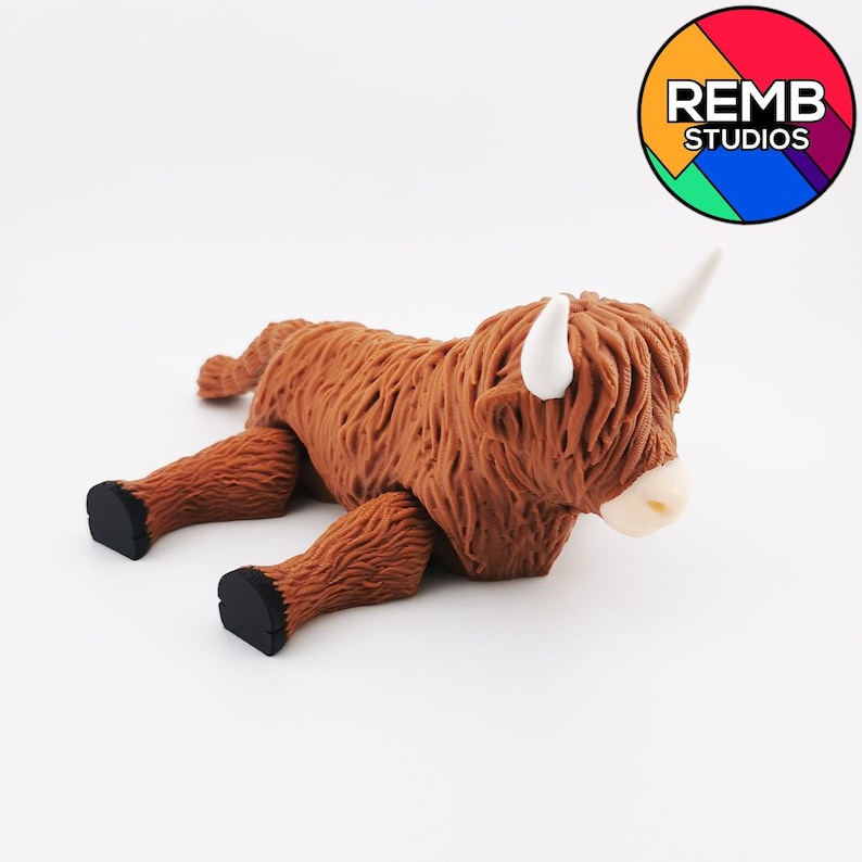 Flexi Highland Cow STL File: 3D Print-in-place Model - Etsy