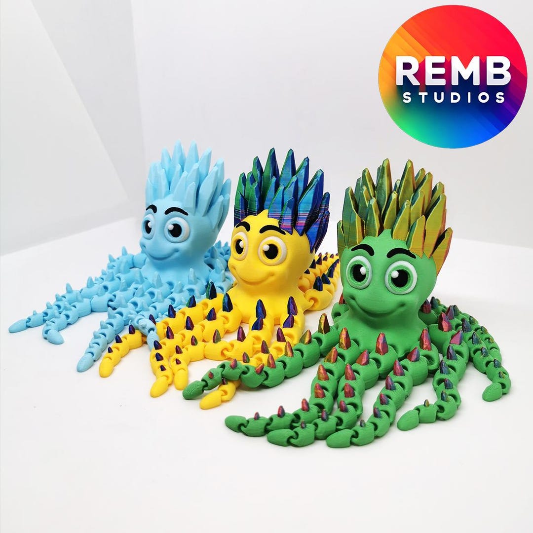 Flexi Crystal Octopus STL File: 3D Print-in-place - Etsy