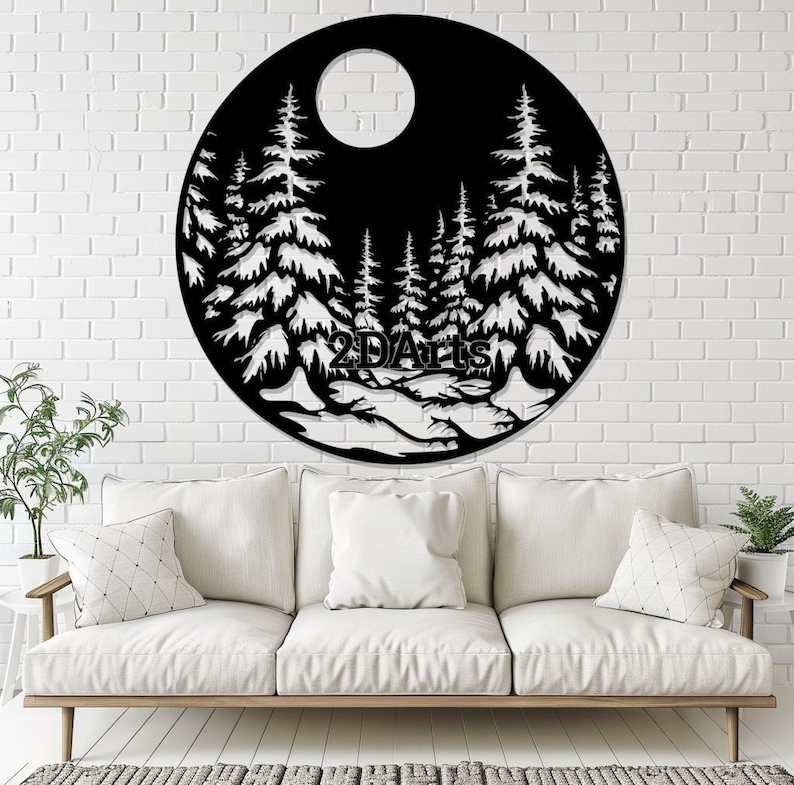 Snow Landscape at Night SVG & STL Files Winter Scene Digital Design for ...