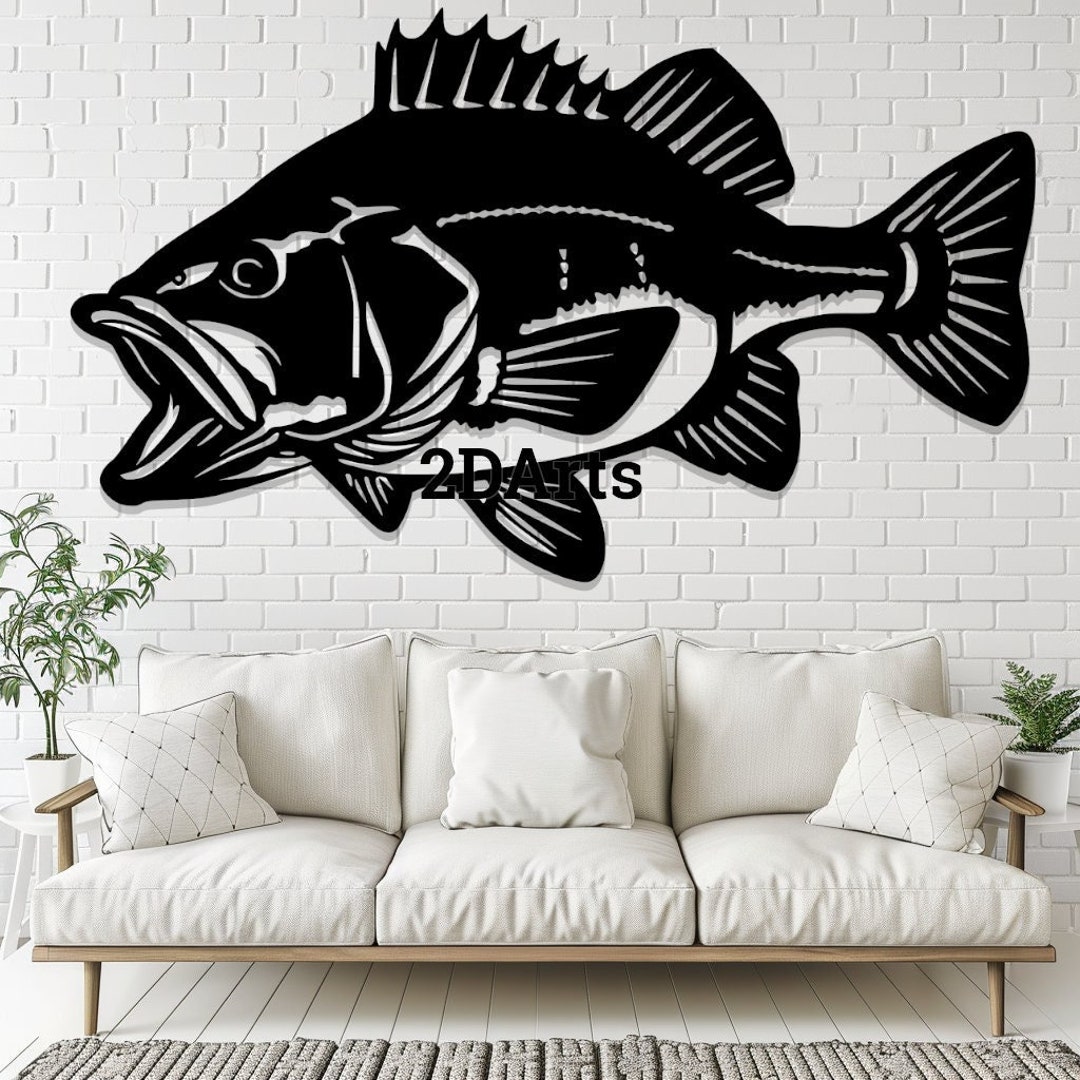 Bass Fish SVG & STL Files 2D Design for 3D Printing, Crafts Digital ...