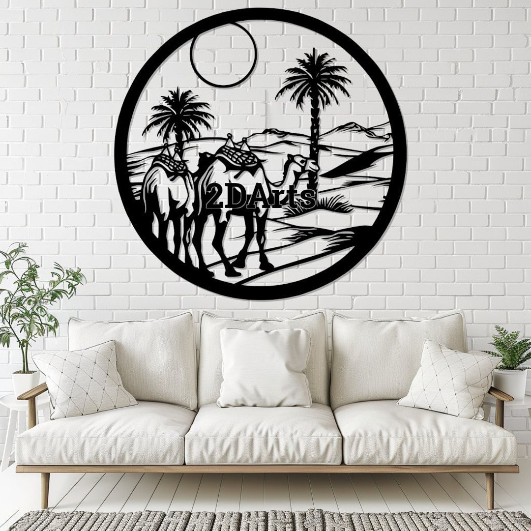Camels in Desert SVG & STL Files for 3D Printing, Laser Cutting ...