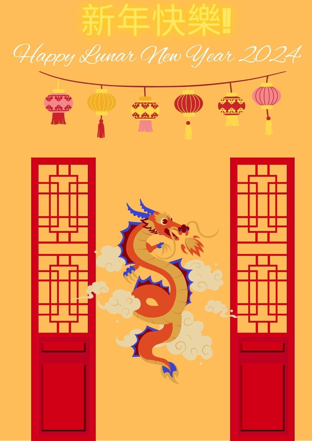Lunar New Year 2024 Dragon Zodiac Card PDF Printable/ Email Custom Made ...