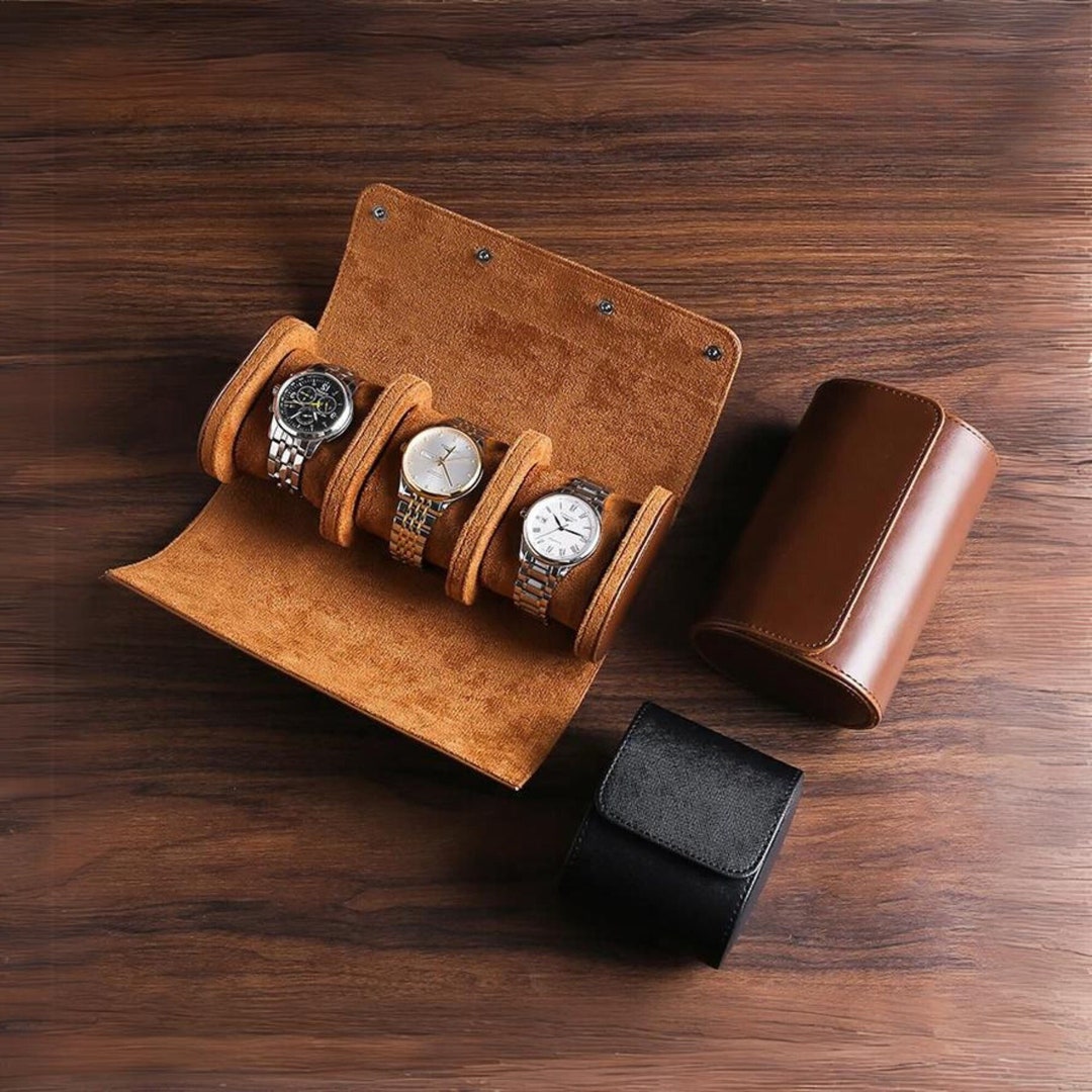 Leather Watch Box, Travel Watch Box for Him, Leather Watch Case, Travel ...