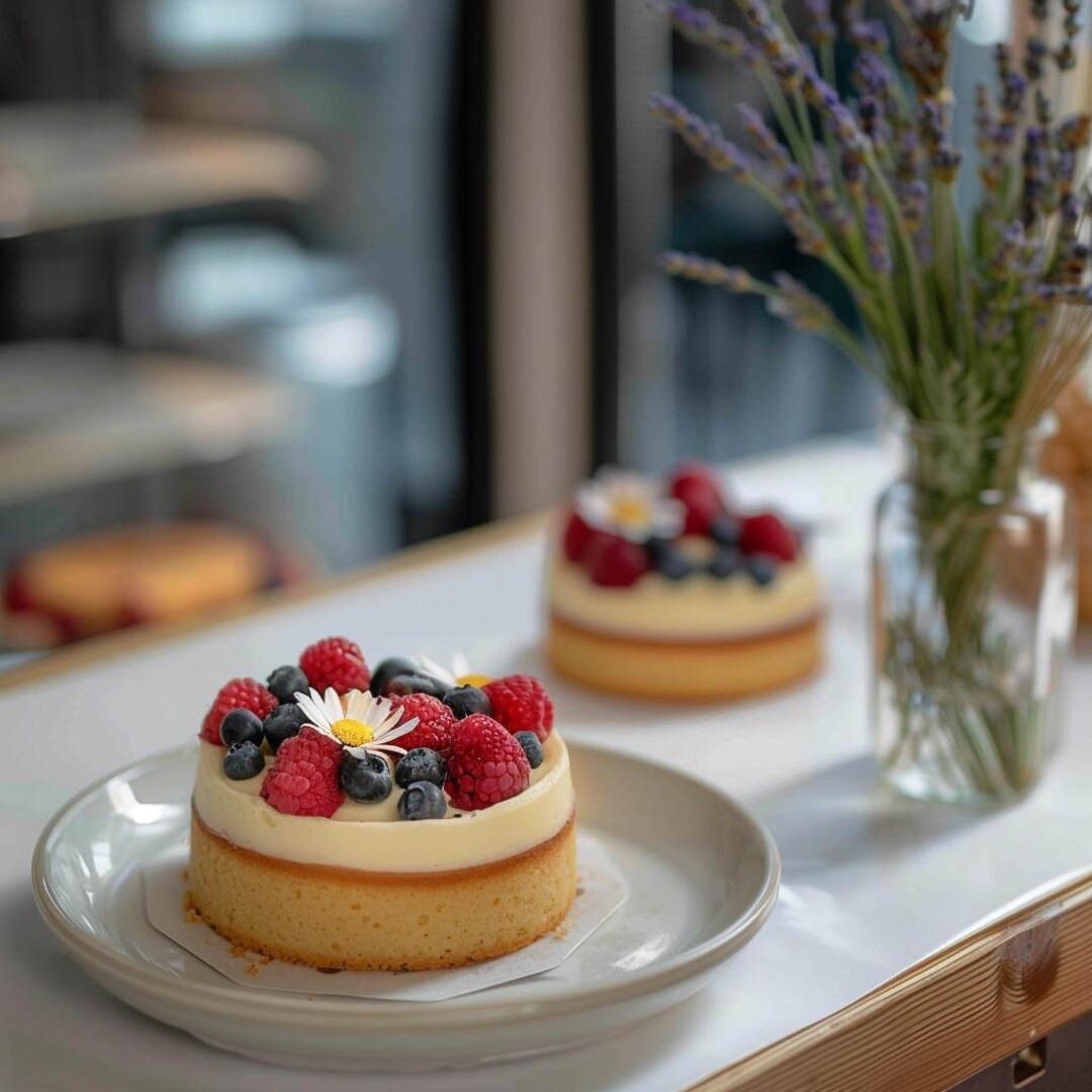 Berry-topped Pastry With Daisy Flower Digital Art Print - Etsy