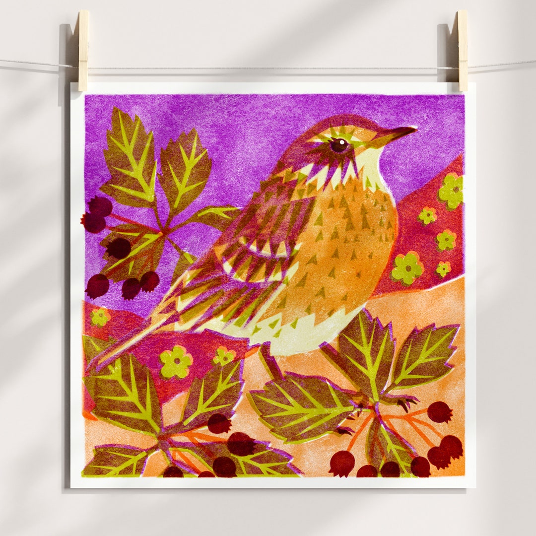 American Pipit Print / American Pipit Botanical Art / Bird Print / Bird ...