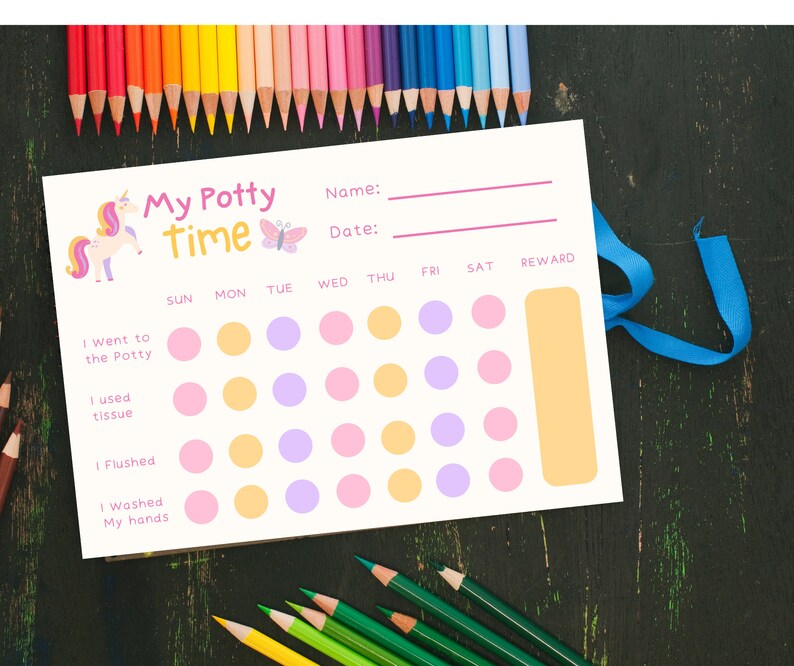 Potty Chart, Unicorn Potty Chart, My Potty Chart, Potty Training Chart ...