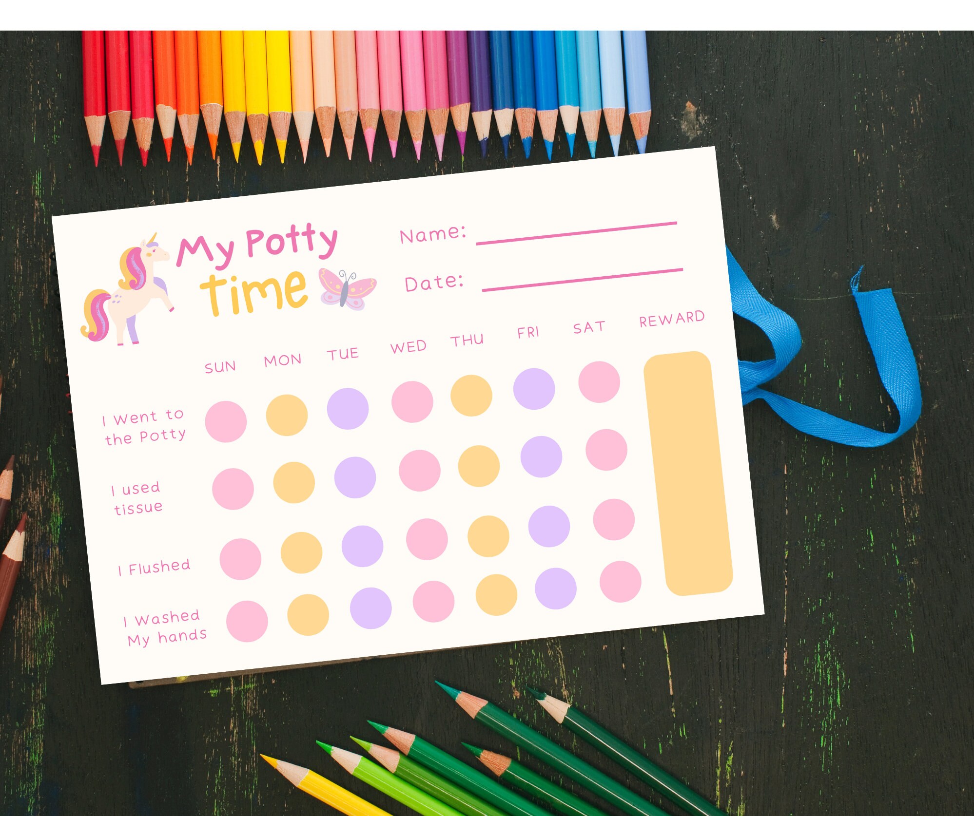 Potty Chart, Unicorn Potty Chart, My Potty Chart, Potty Training Chart ...