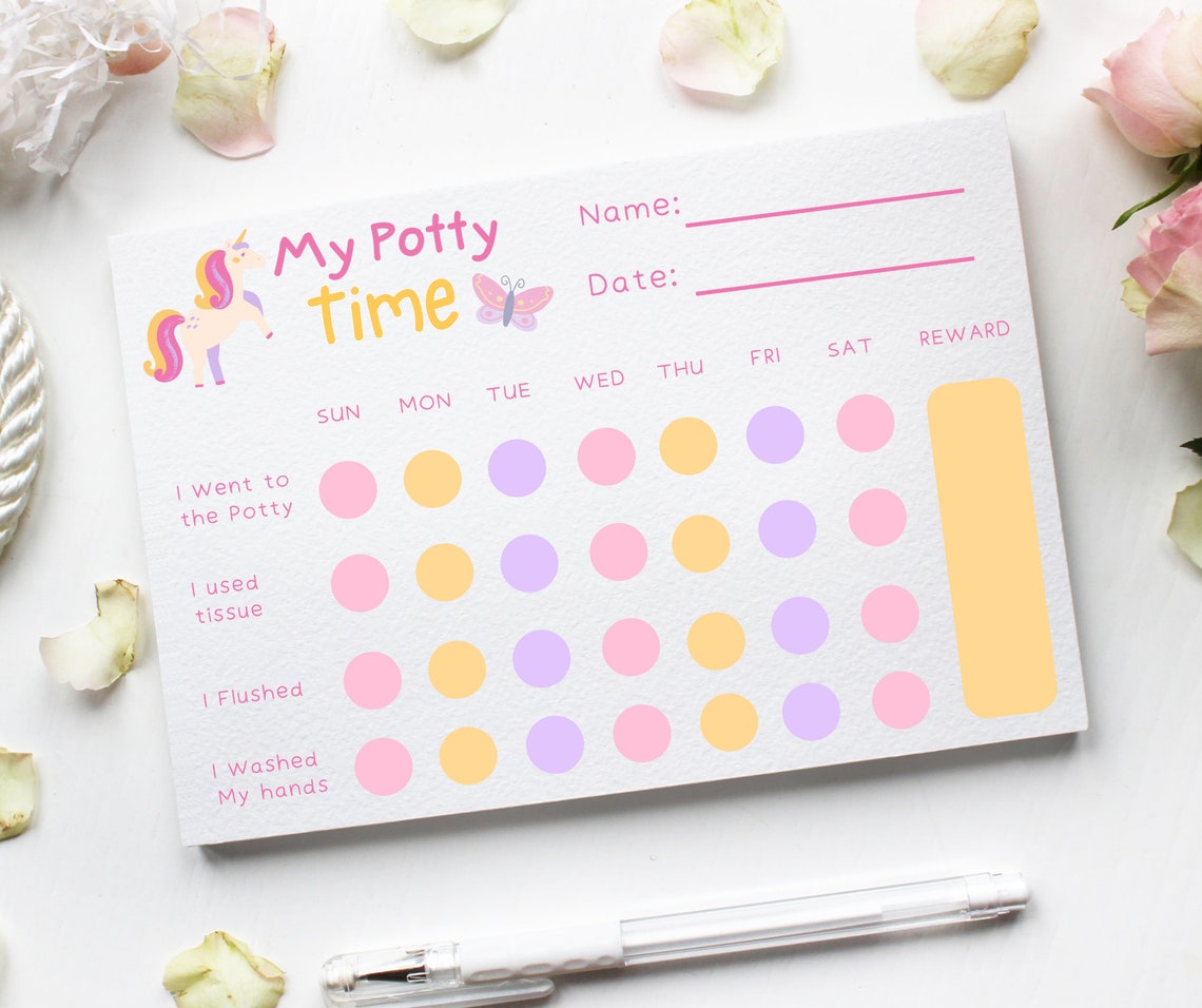 Potty Chart, Unicorn Potty Chart, My Potty Chart, Potty Training Chart ...